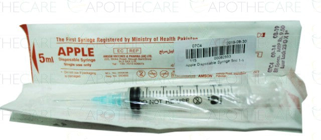 Apple Disposable Syringe 5ml 1's – Ailaaj