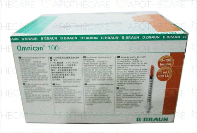Omnican Insulin Syringe U-100 1Ml Syringe 100's – Ailaaj