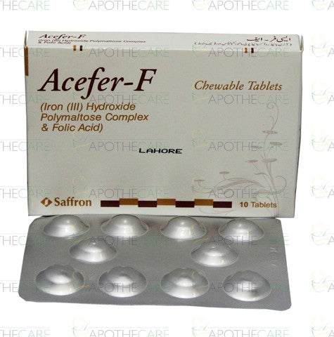 Acefer-F Chewable Tab 100mg/0.35mg 30's – Ailaaj